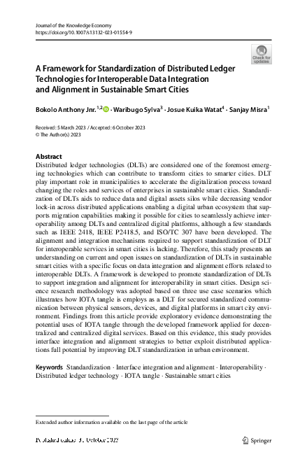 (PDF) A Framework for Standardization of Distributed Ledger Technologies for Interoperable Data ...