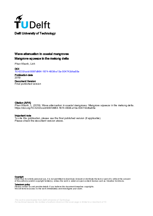 Pdf Wave Attenuation In Coastal Mangroves Mangrove Squeeze In The Mekong Delta