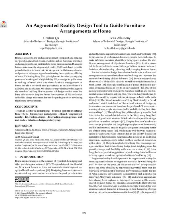 (PDF) An Augmented Reality Design Tool to Guide Furniture Arrangements ...