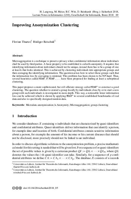 (PDF) Improving Anonymization Clustering