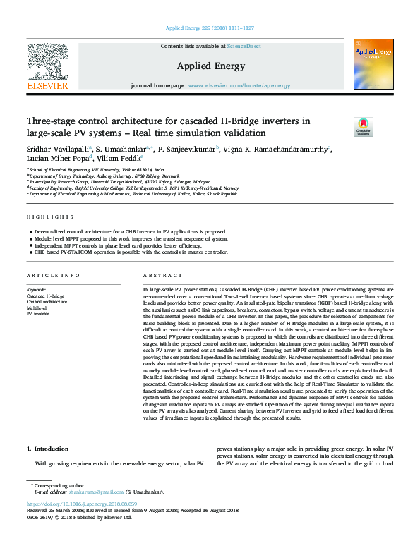(PDF) Three-stage control architecture for cascaded H-Bridge inverters in large-scale PV systems ...