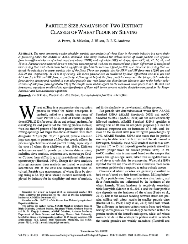 (PDF) Particle Size Analysis of Two Distinct Classes of Wheat Flour by ...