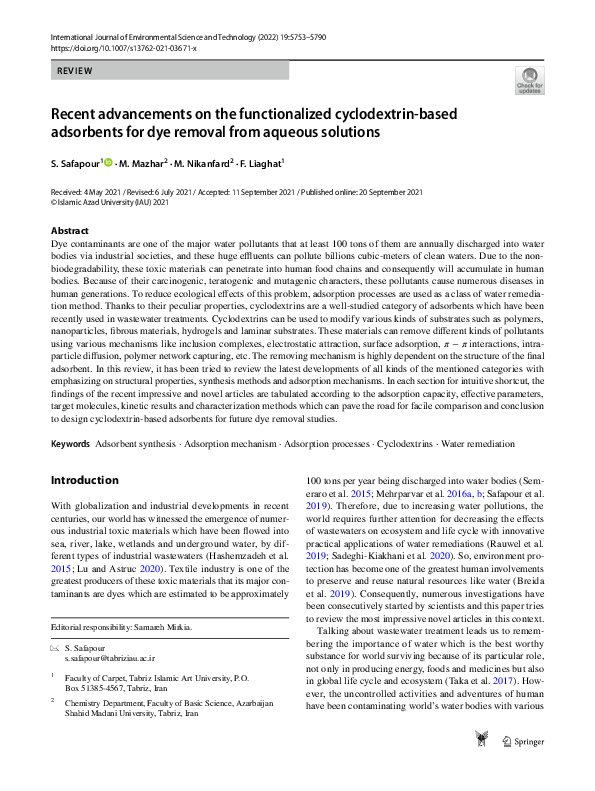 (PDF) Recent advancements on the functionalized cyclodextrin-based ...