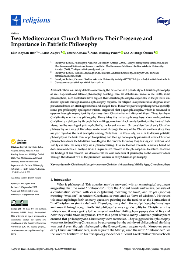 (PDF) Two Mediterranean Church Mothers: Their Presence and Importance ...