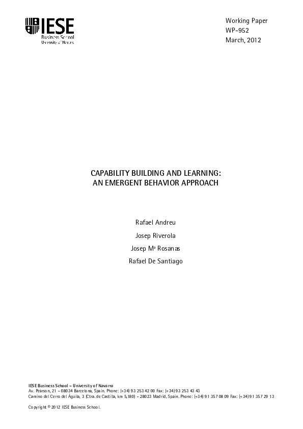 (PDF) Capability Building and Learning: An Emergent Behavior Approach