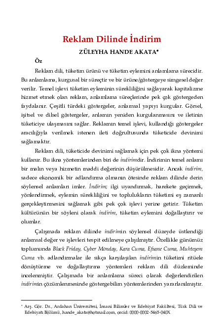 (PDF) "Reklam Dilinde İndirim", Söylem 2. Uluslararası Filoloji ...