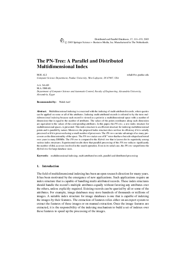(PDF) The PN-Tree: A Parallel and Distributed Multidimensional Index