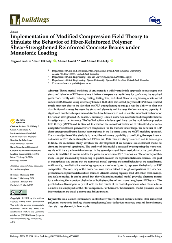 Pdf Implementation Of Modified Compression Field Theory To Simulate The Behavior Of Fiber