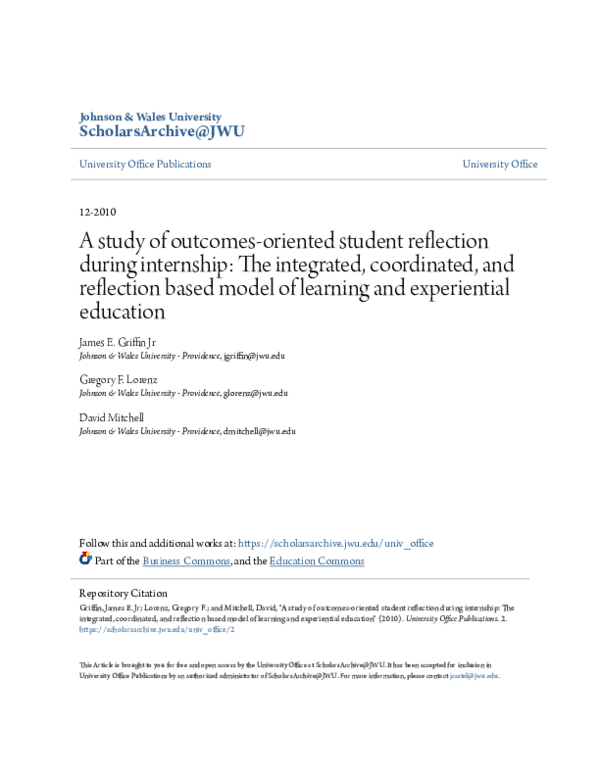 (PDF) A study of outcomes-oriented student reflection during internship: The integrated ...
