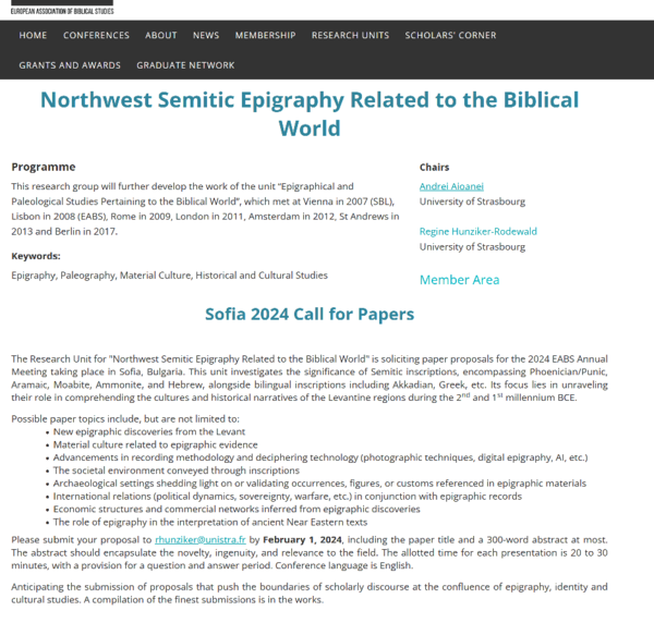 (PDF) Northwest Semitic Epigraphy Related to the Biblical World, EABS ...