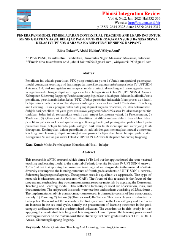 (PDF) Penerapan Model Pembelajaran Contextual Teaching and Learning Untuk Meningkatkan Hasil ...