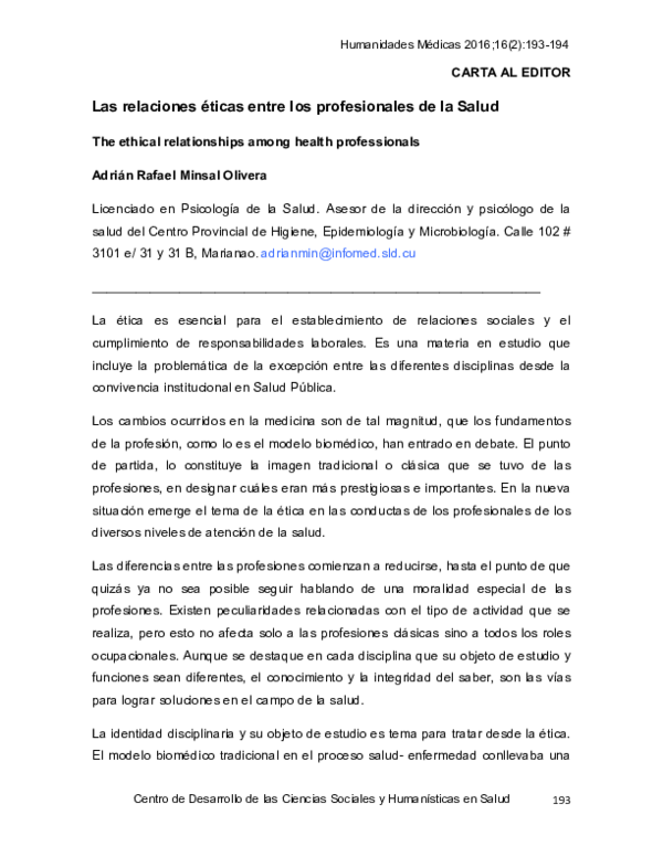 (PDF) The ethics among the professionals of the different disciplines ...