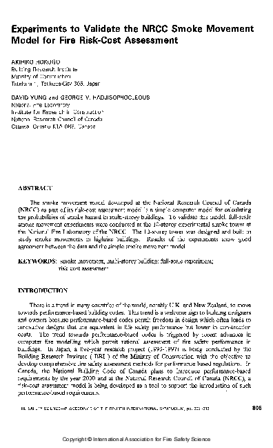 (PDF) Experiments To Validate The Nrcc Smoke Movement Model For Fire ...