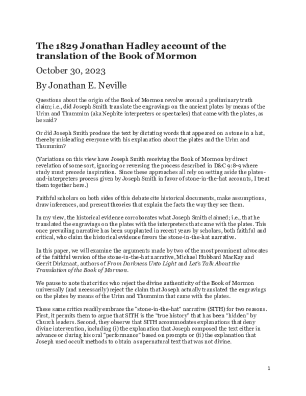 (DOC) The 1829 Jonathan Hadley account of the translation of the Book ...