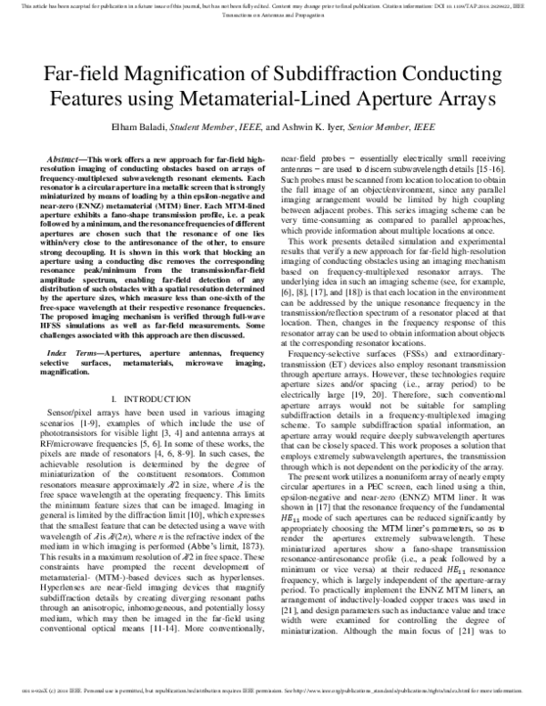 (PDF) Far-Field Magnification of Subdiffraction Conducting Features Using Metamaterial-Lined ...