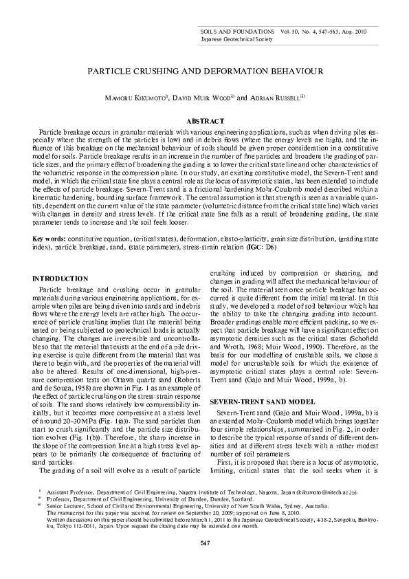 (PDF) Particle Crushing and Deformation Behaviour