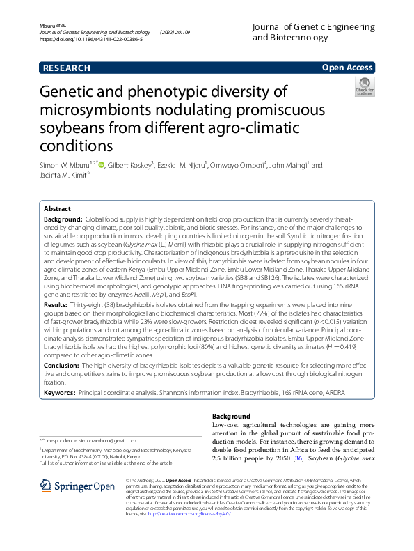 (PDF) Genetic and phenotypic diversity of microsymbionts nodulating ...