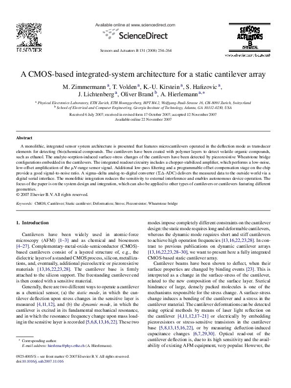 (PDF) CMOS Integrated System for Cantilever Array Detection