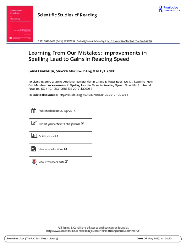 (PDF) Learning From Our Mistakes: Improvements in Spelling Lead to ...