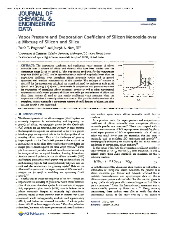 (PDF) Vapor Pressure and Evaporation Coefficient of Silicon Monoxide ...