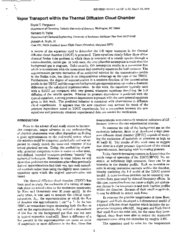 (PDF) Vapor transport within the thermal diffusion cloud chamber