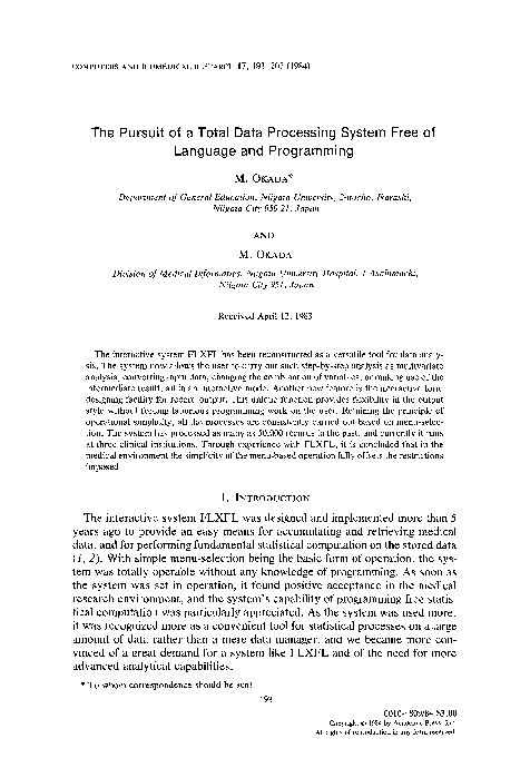 (PDF) The pursuit of a total data processing system free of language ...