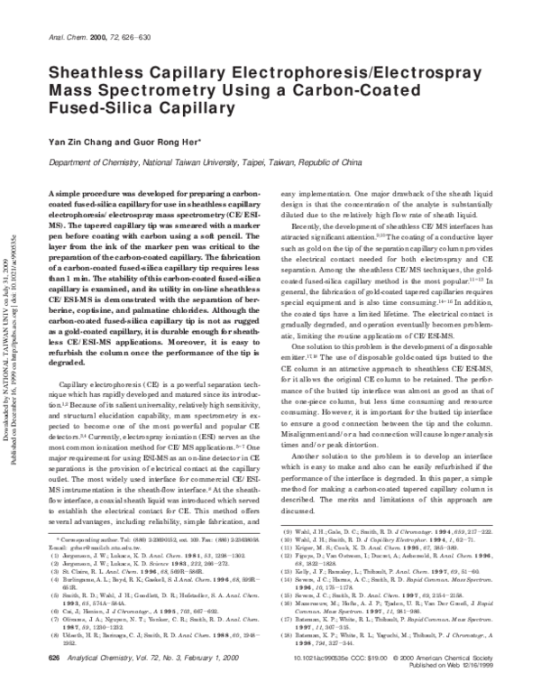 (PDF) Sheathless Capillary Electrophoresis/Electrospray Mass ...