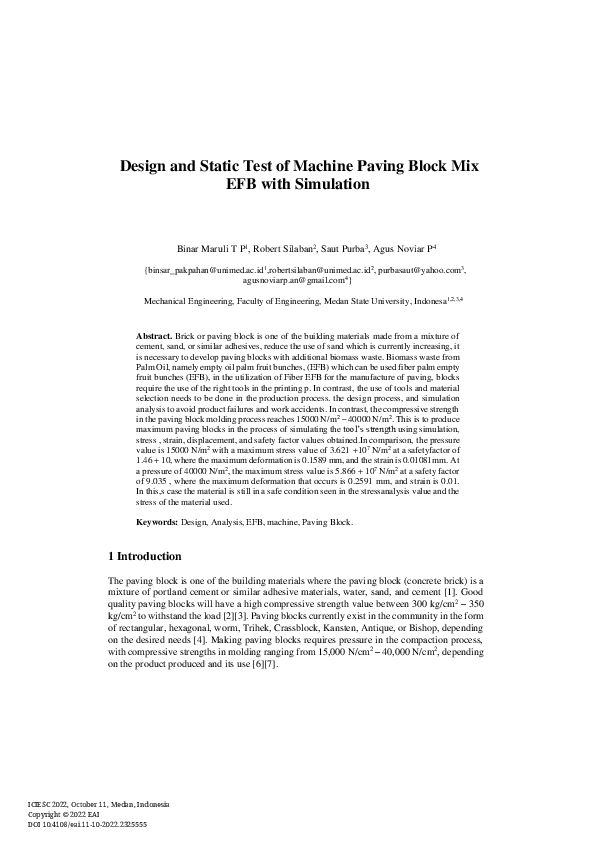 (PDF) Design and Static Test of Machine Paving Block Mix EFB with ...