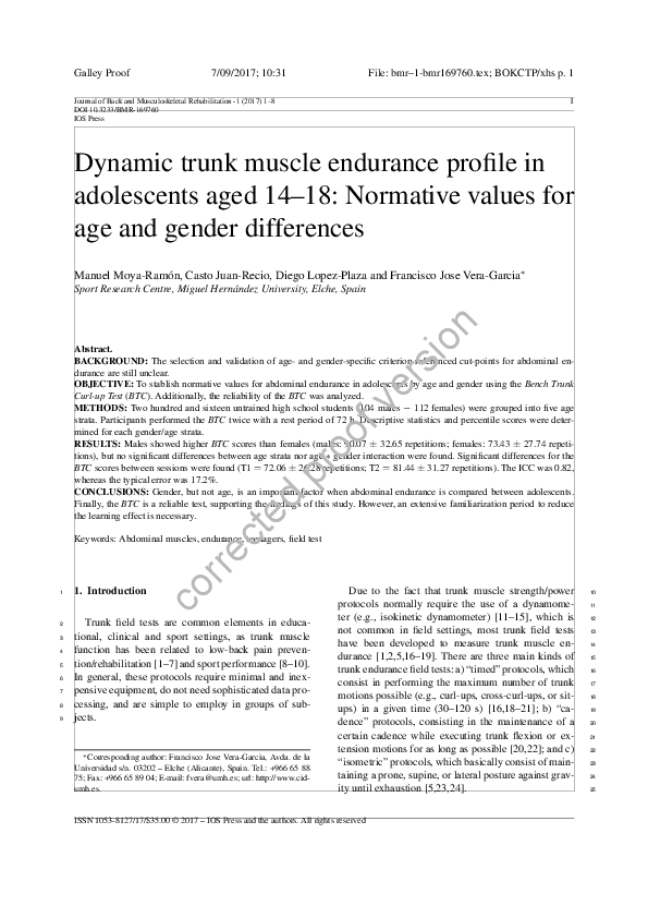 (PDF) Dynamic trunk muscle endurance profile in adolescents aged 14–18 ...