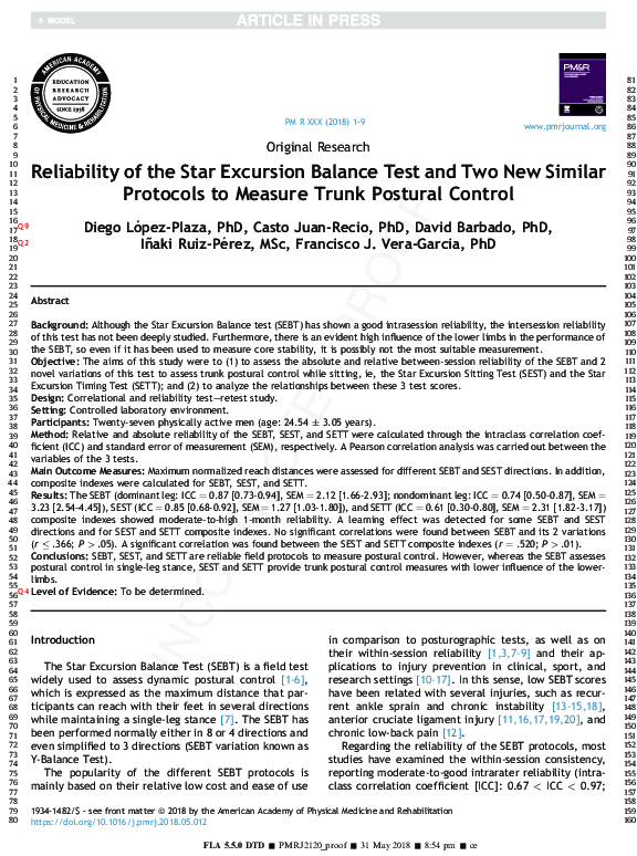 (PDF) Reliability of the Star Excursion Balance Test and Two New ...