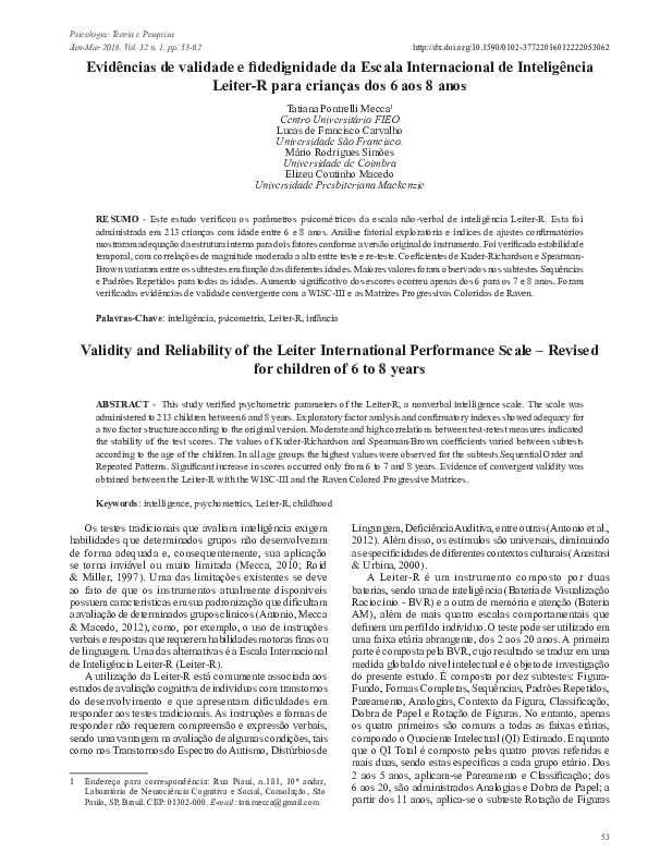 (PDF) Evidências de validade e fidedignidade da Escala Internacional de ...