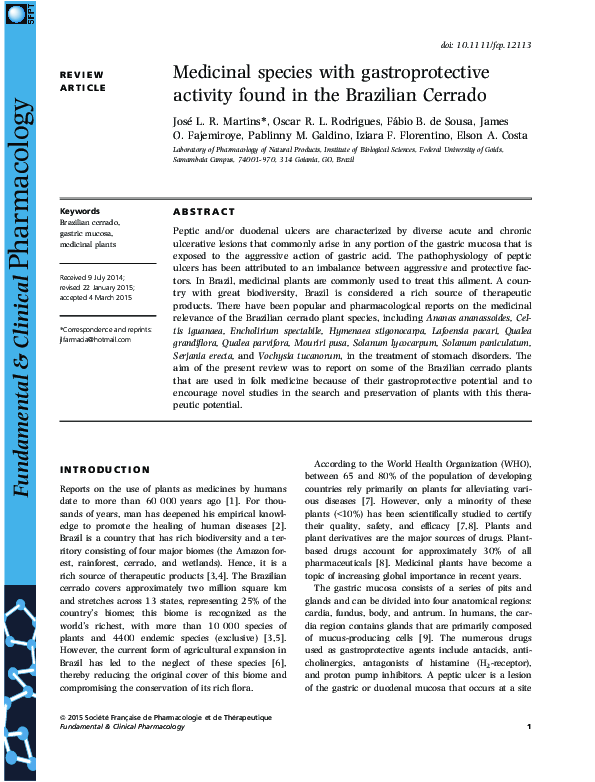 (PDF) Medicinal Species with gastroprotective activity found in the ...
