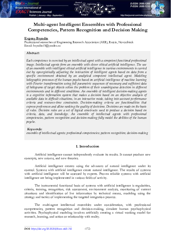 (PDF) Multi-agent Intelligent Ensembles with Professional Competencies, Pattern Recognition and ...