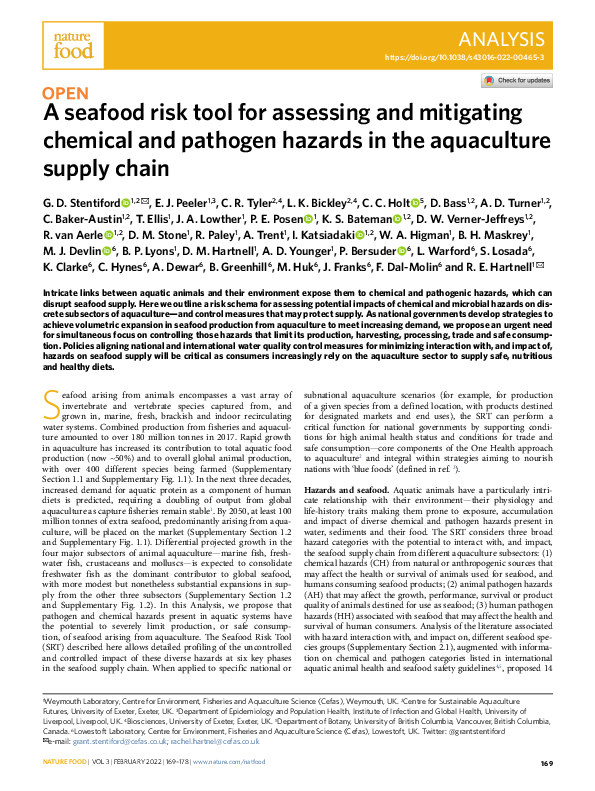 (PDF) A seafood risk tool for assessing and mitigating chemical and ...
