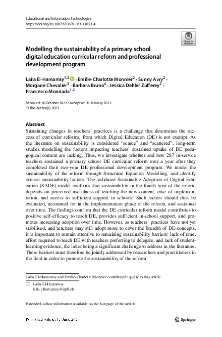 (PDF) Modelling the sustainability of a primary school digital ...