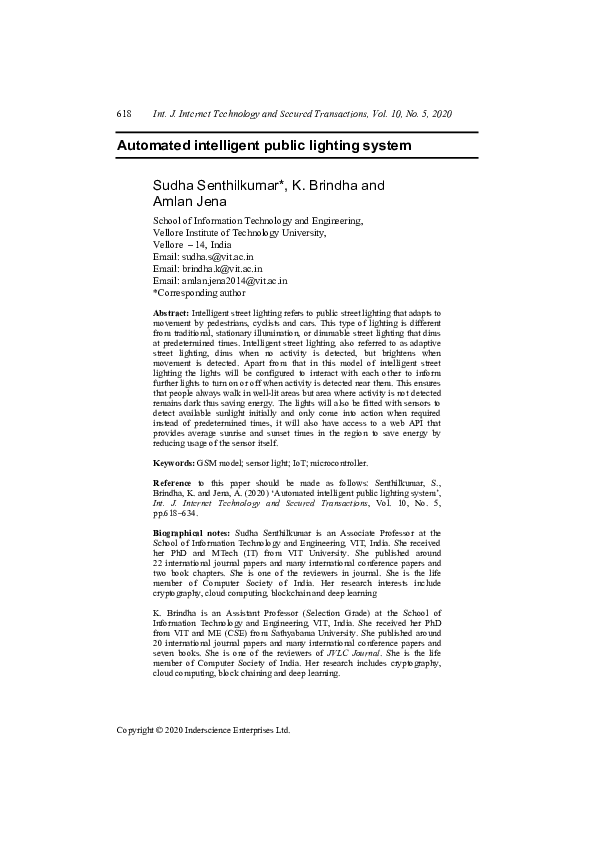 (PDF) Automated intelligent public lighting system