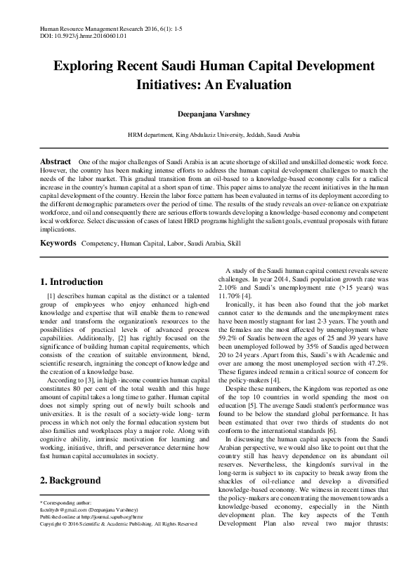 (PDF) Exploring Recent Saudi Human Capital Development Initiatives: An ...