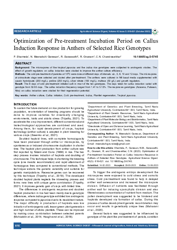 (PDF) Optimization of Pre-treatment Incubation Period on Callus ...