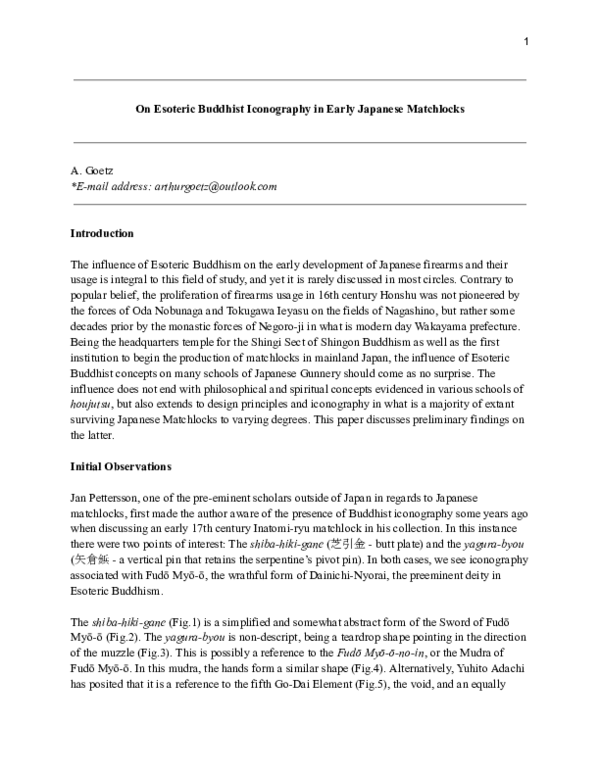 (PDF) On Esoteric Buddhist Iconography in Early Japanese Matchlocks