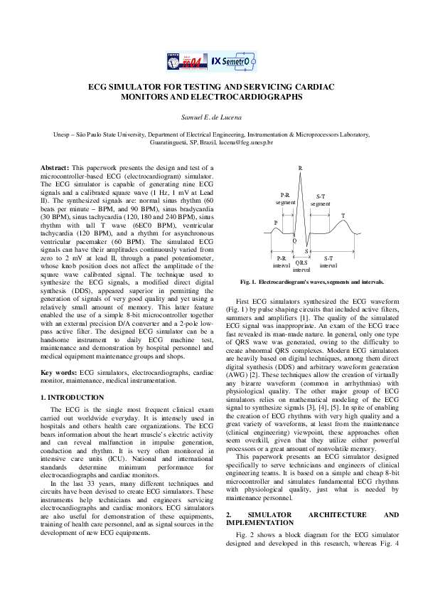 (PDF) Ecg Simulator for Testing and Servicing Cardiac Monitors and ...