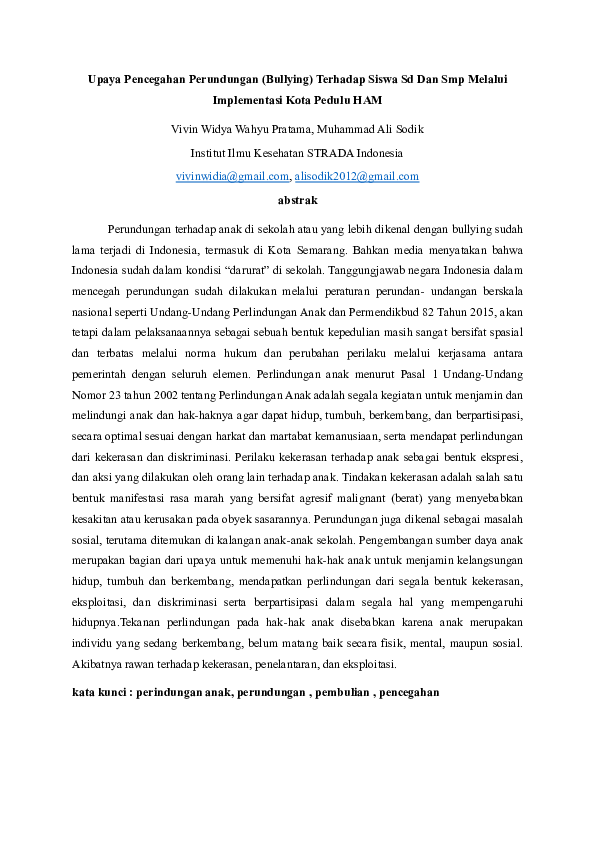 (PDF) Upaya Pencegahan Perundungan (Bullying) Terhadap Siswa Sd Dan Smp Melalui Implementasi ...