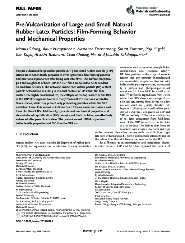 (PDF) Pre‐Vulcanization of Large and Small Natural Rubber Latex ...