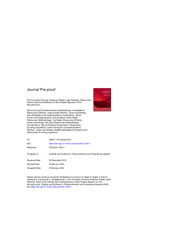 (PDF) Film formation process of natural rubber latex particles: roles ...