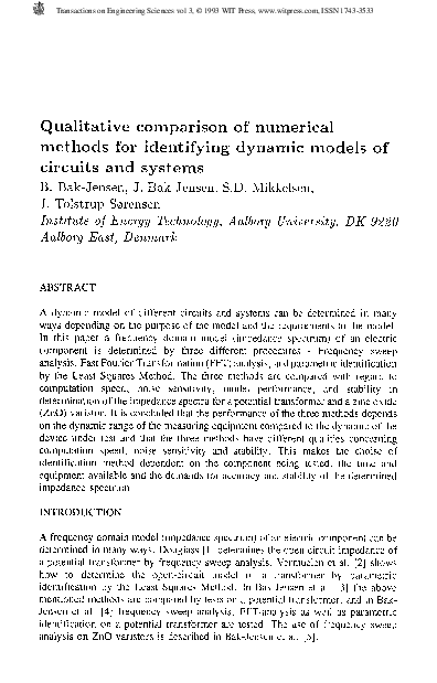 (PDF) Qualitative Comparison Of NumericalMethods For Identifying Dynamic Models OfCircuits And ...