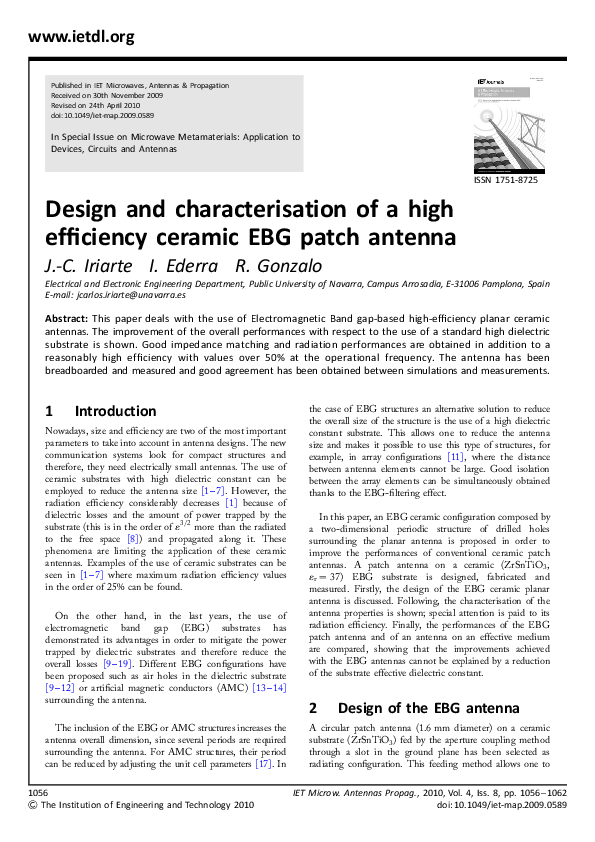 (PDF) Design and characterisation of a high efficiency ceramic EBG ...