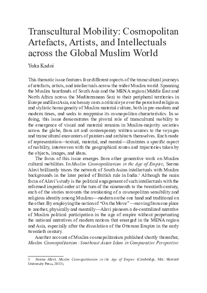 (PDF) 'Transcultural Mobility: Cosmopolitan Artefacts, Artists, and ...