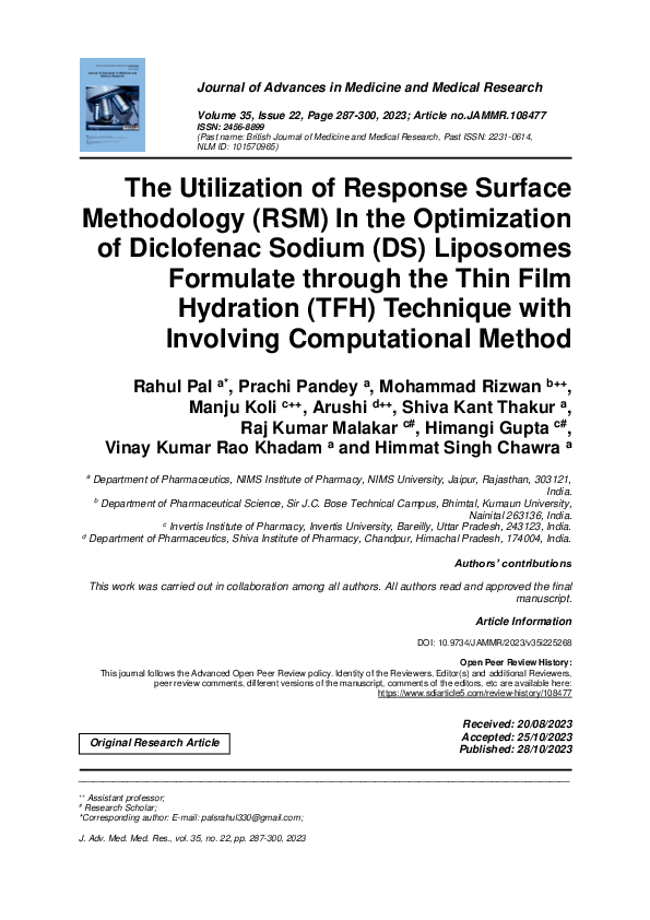 (PDF) The Utilization of Response Surface Methodology (RSM) In the ...