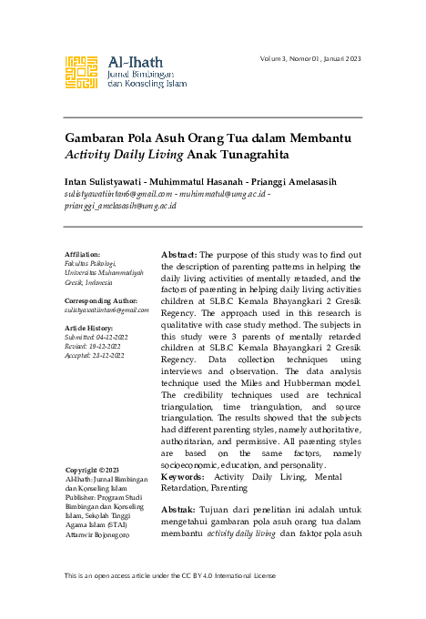 (PDF) Gambaran Pola Asuh Orang Tua dalam Membantu Activity Daily Living ...