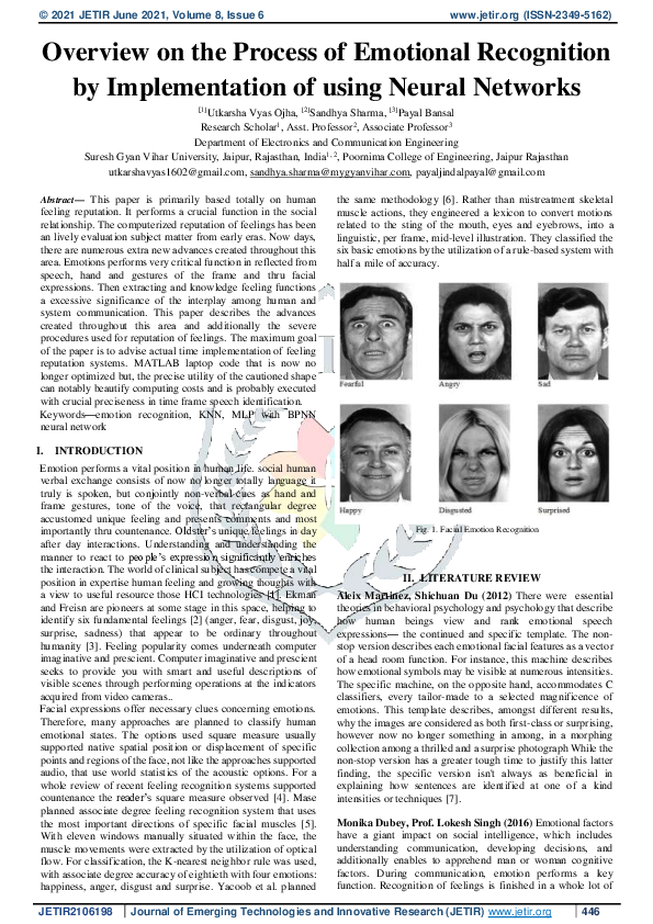 (PDF) Overview on the Process of Emotional Recognition by Implementation of using Neural ...