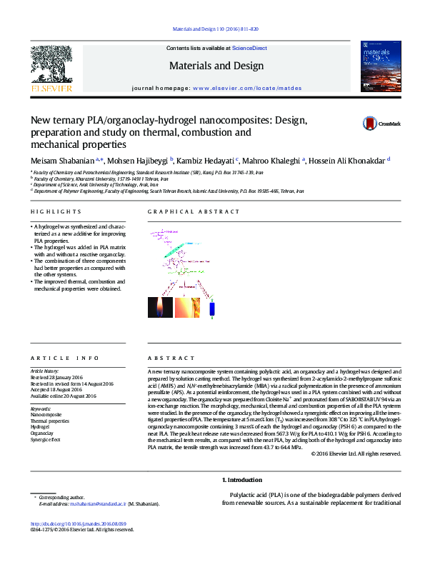 (PDF) New ternary PLA/organoclay-hydrogel nanocomposites: Design ...